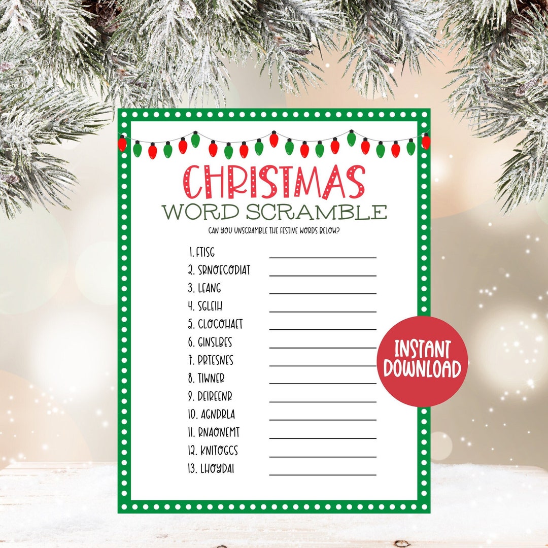 Christmas Word Scramble | Christmas Party Game | Christmas Games ...