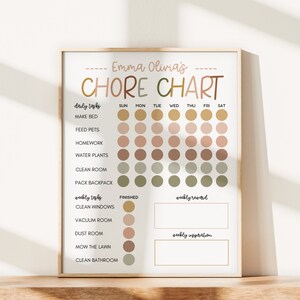 Kids Chore Chart Printable | Instant Download | Editable Chore Chart ...