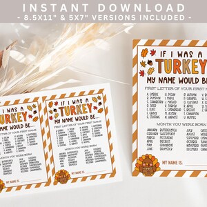 Printable Thanksgiving Game, What is Your Turkey Name, Friendsgiving ...