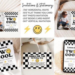 Two Cool Birthday Bundle, Boy 2nd Birthday, Smiley Face Birthday, Two ...