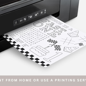 Race Car Birthday Coloring Page, Fast One Birthday, Personalized ...