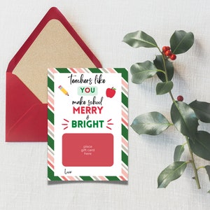 Teacher Christmas Card Teacher Holiday Card Teacher Gift Teacher Thank ...