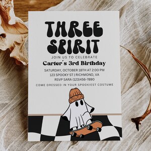 Three Spirit Halloween Birthday Invitation, Halloween Party, 3rd ...