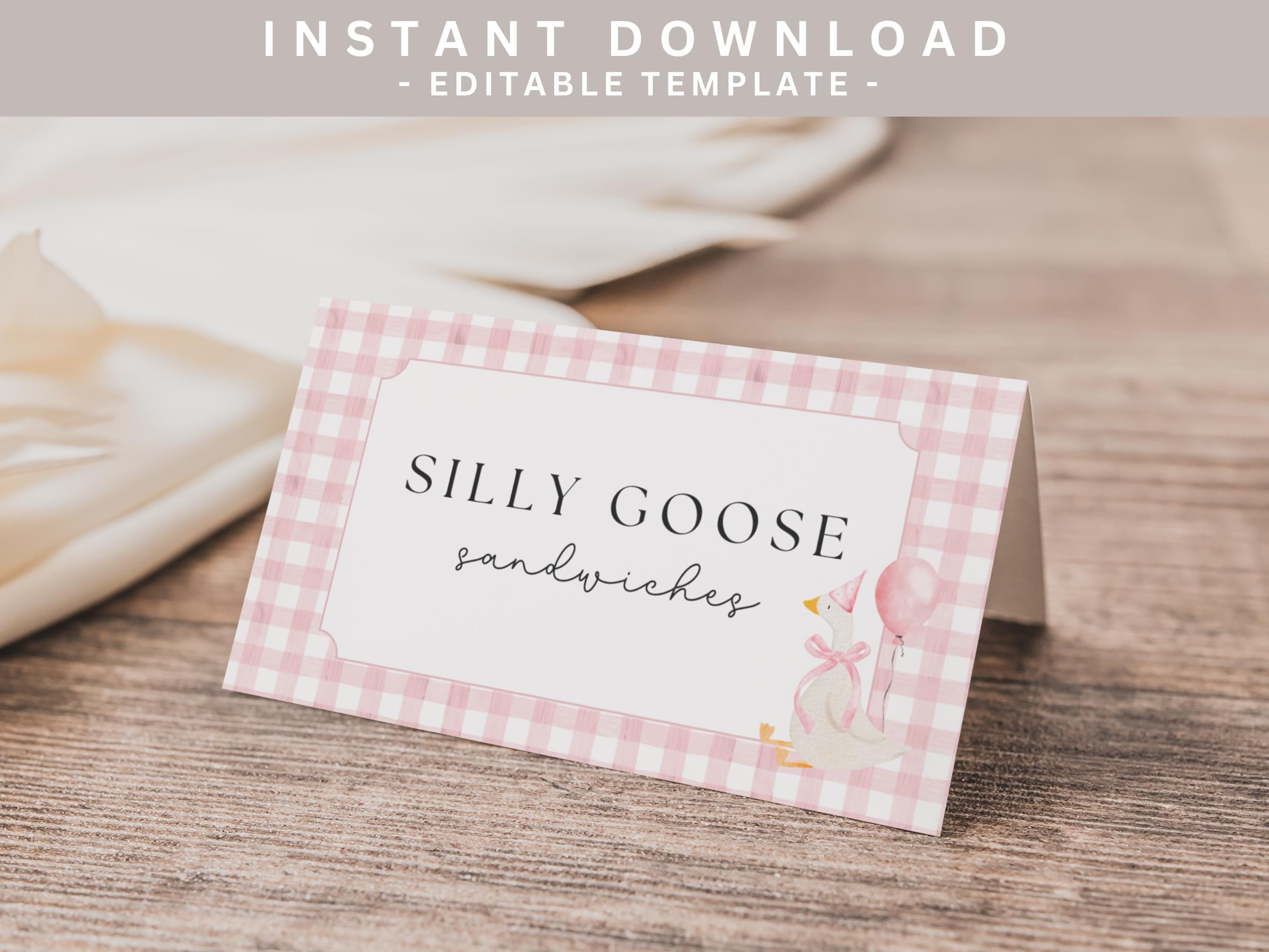 One Silly Goose Food Label, Silly Goose Birthday, Food Table Decor ...