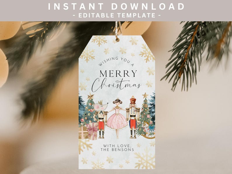Printable Nutcracker Christmas Gift Tag Template, Instant Download ...