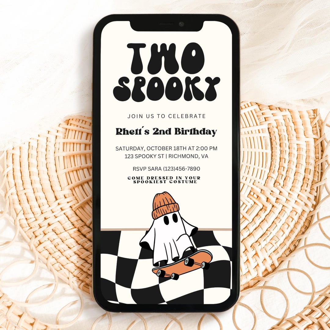 Two Spooky Halloween Birthday Invitation, Two Spooky Invite, 2nd ...