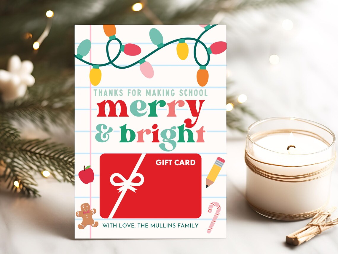Teacher Christmas Gift Card Holder, Teacher Gift Card, Teacher ...