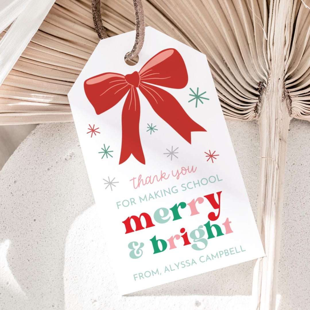 Printable Christmas Gift Tag, Gift for Teacher, Teacher Gift Tag ...