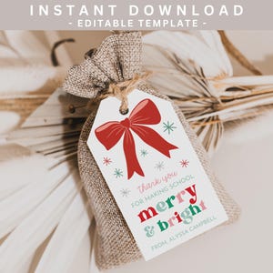 Printable Christmas Gift Tag, Gift for Teacher, Teacher Gift Tag ...