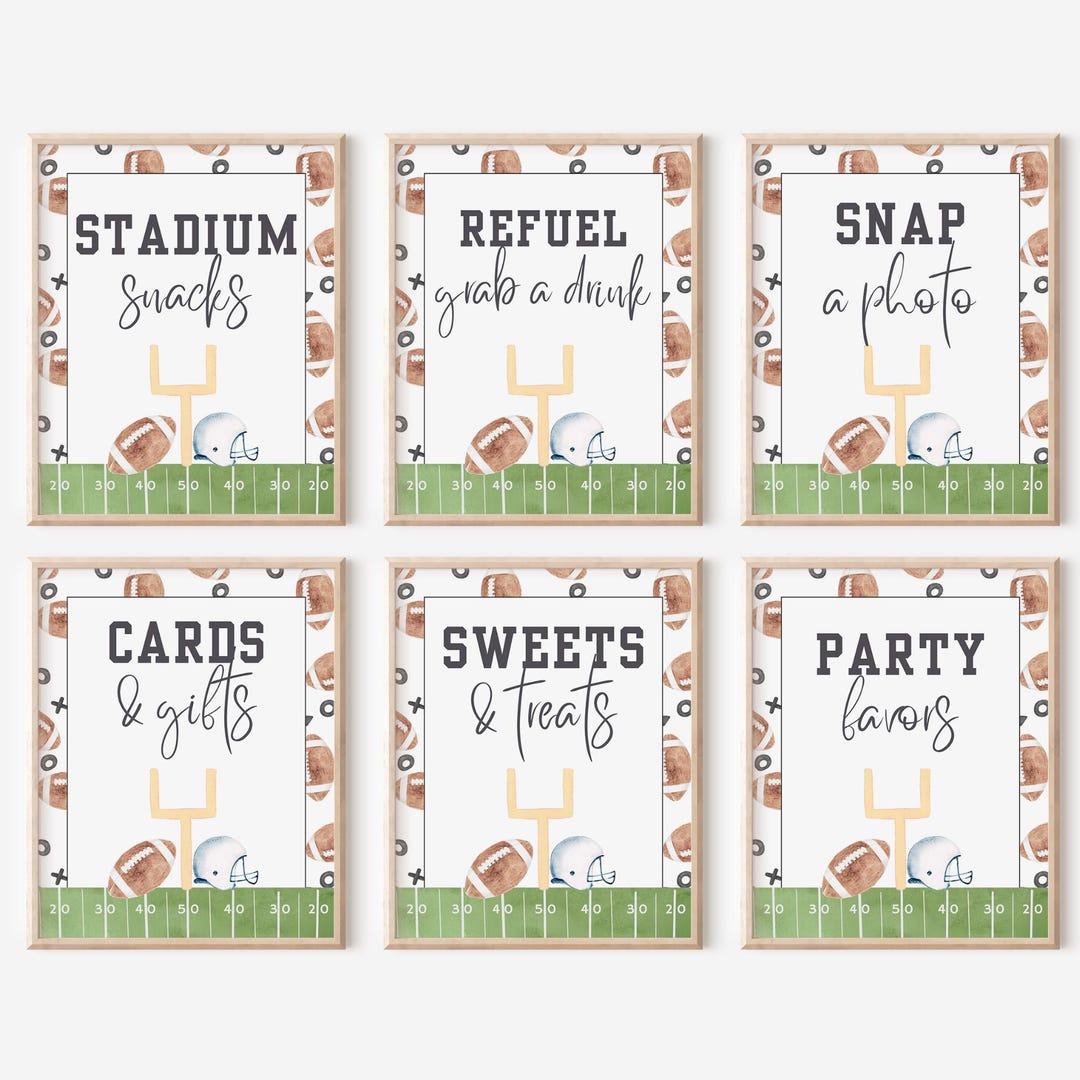 Football Birthday, Football Party Sign Bundle, Instant Download ...