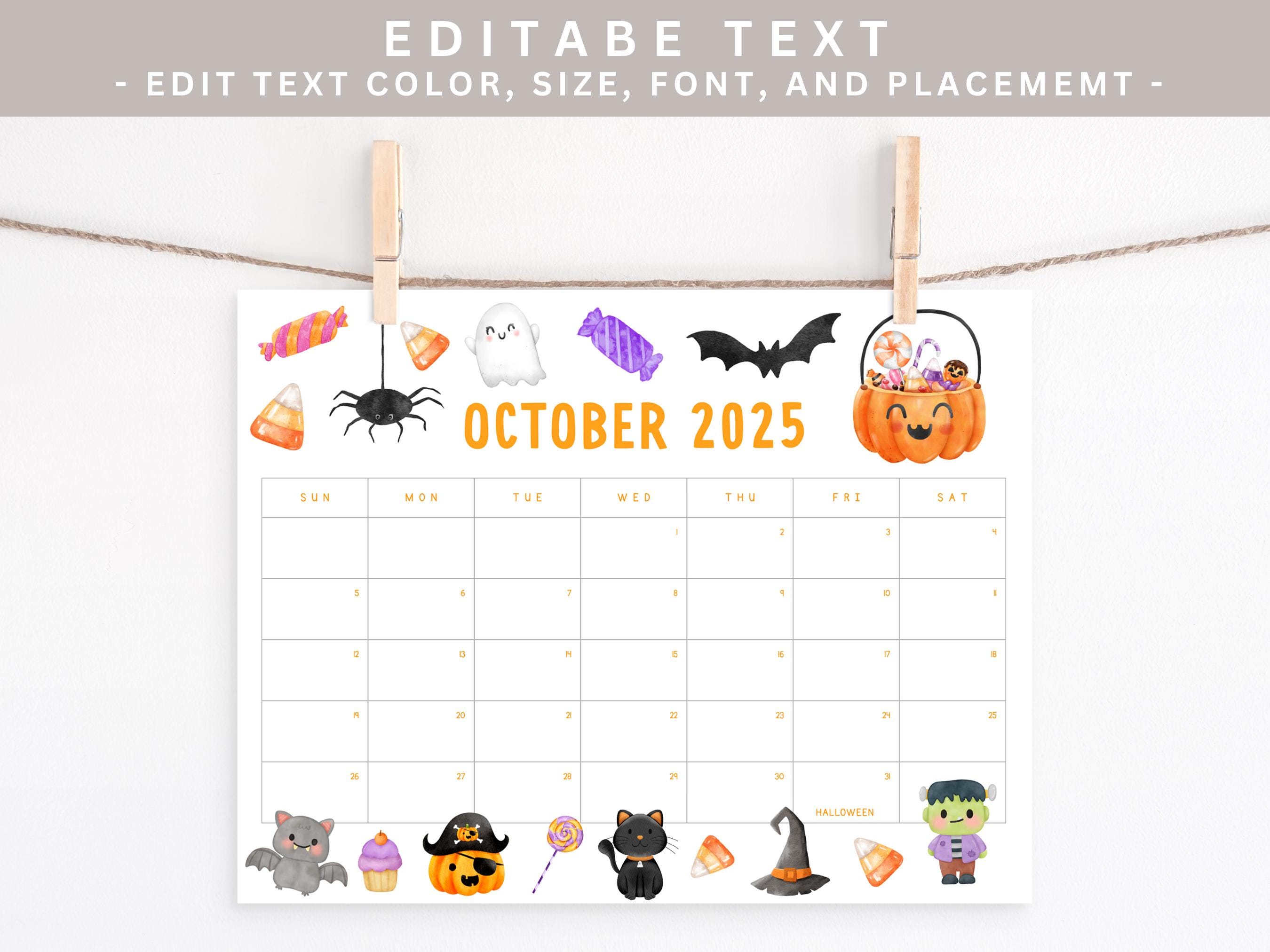Printable Kids Calendar 2025, Kids Monthly Planner, Printable Calendar ...