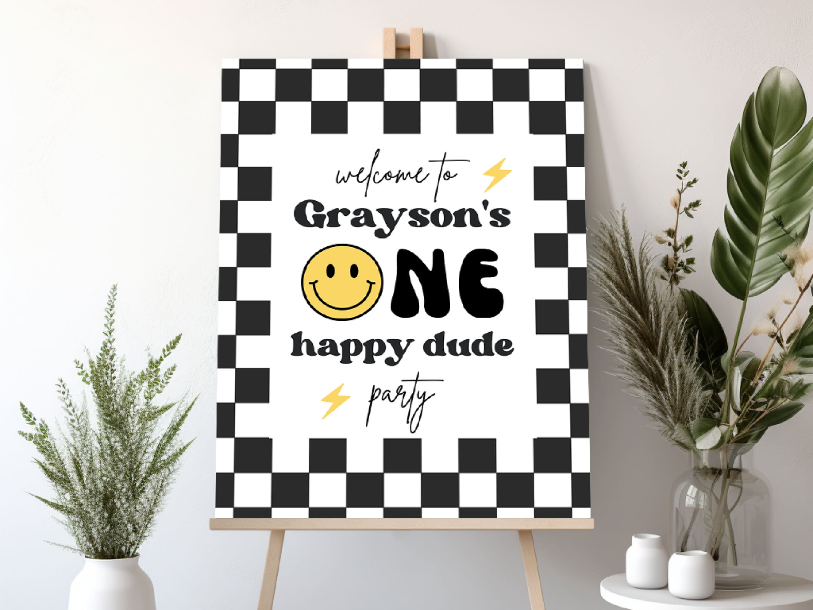 One Happy Dude Welcome Sign, First Birthday Party, Instant Download ...