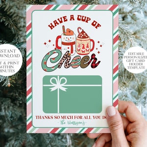 Printable Coffee Gift Card Holder Template Christmas Card - Etsy