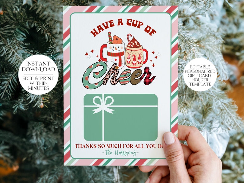 Printable Coffee Gift Card Holder Template Christmas Card - Etsy