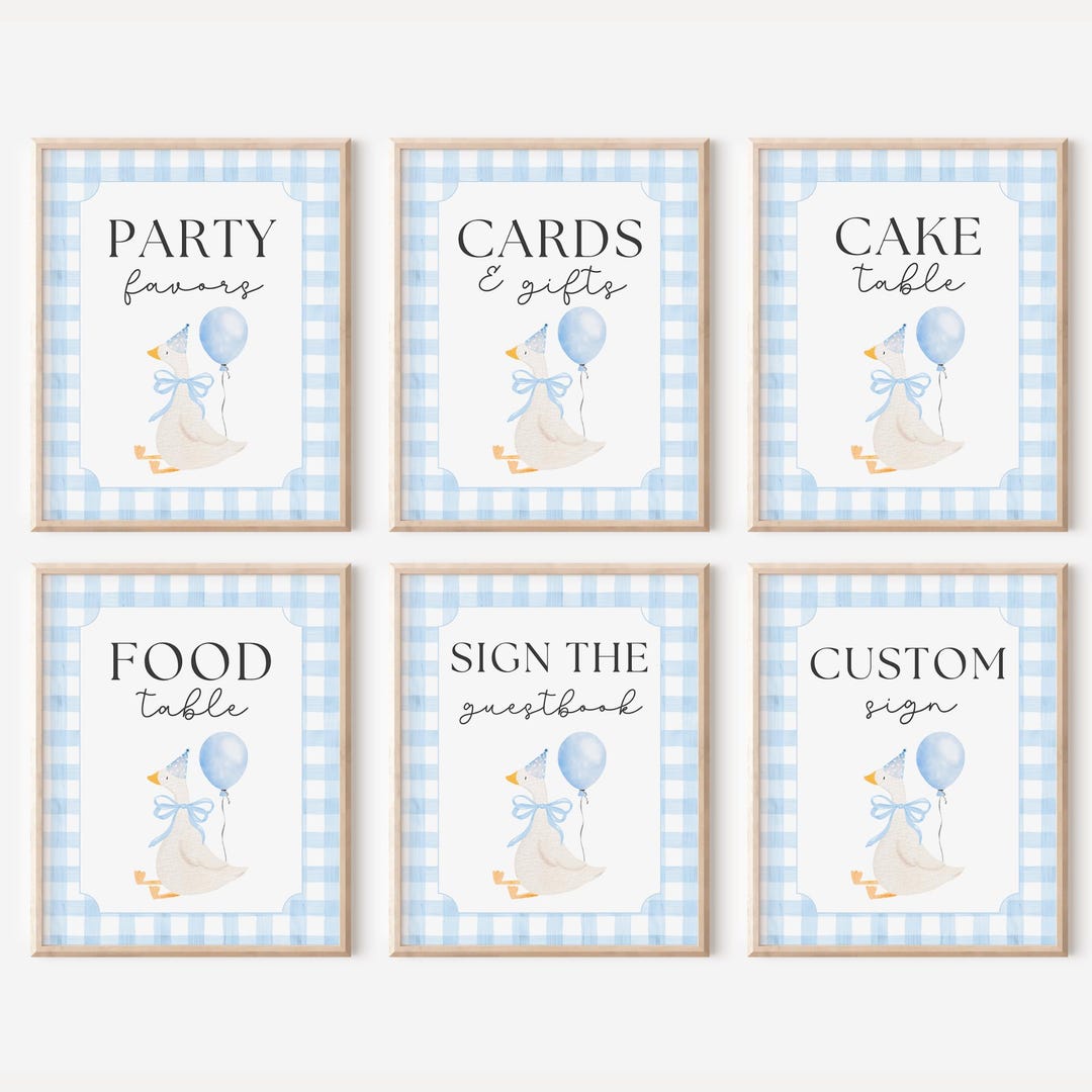 One Silly Goose Signs Bundle, Goose 1st Birthday, Gift Table Sign ...