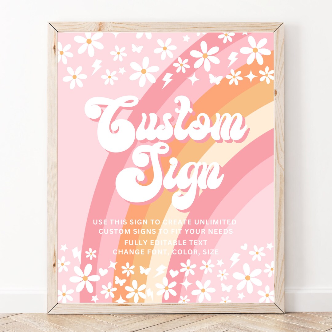 Groovy Birthday Editable Party Sign, Instant Download, Hippie Birthday ...