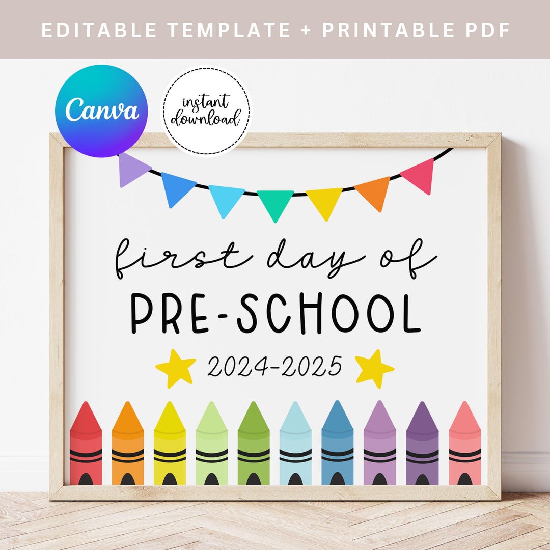 Printable Back to School Sign, First Day of School, Instant Download ...
