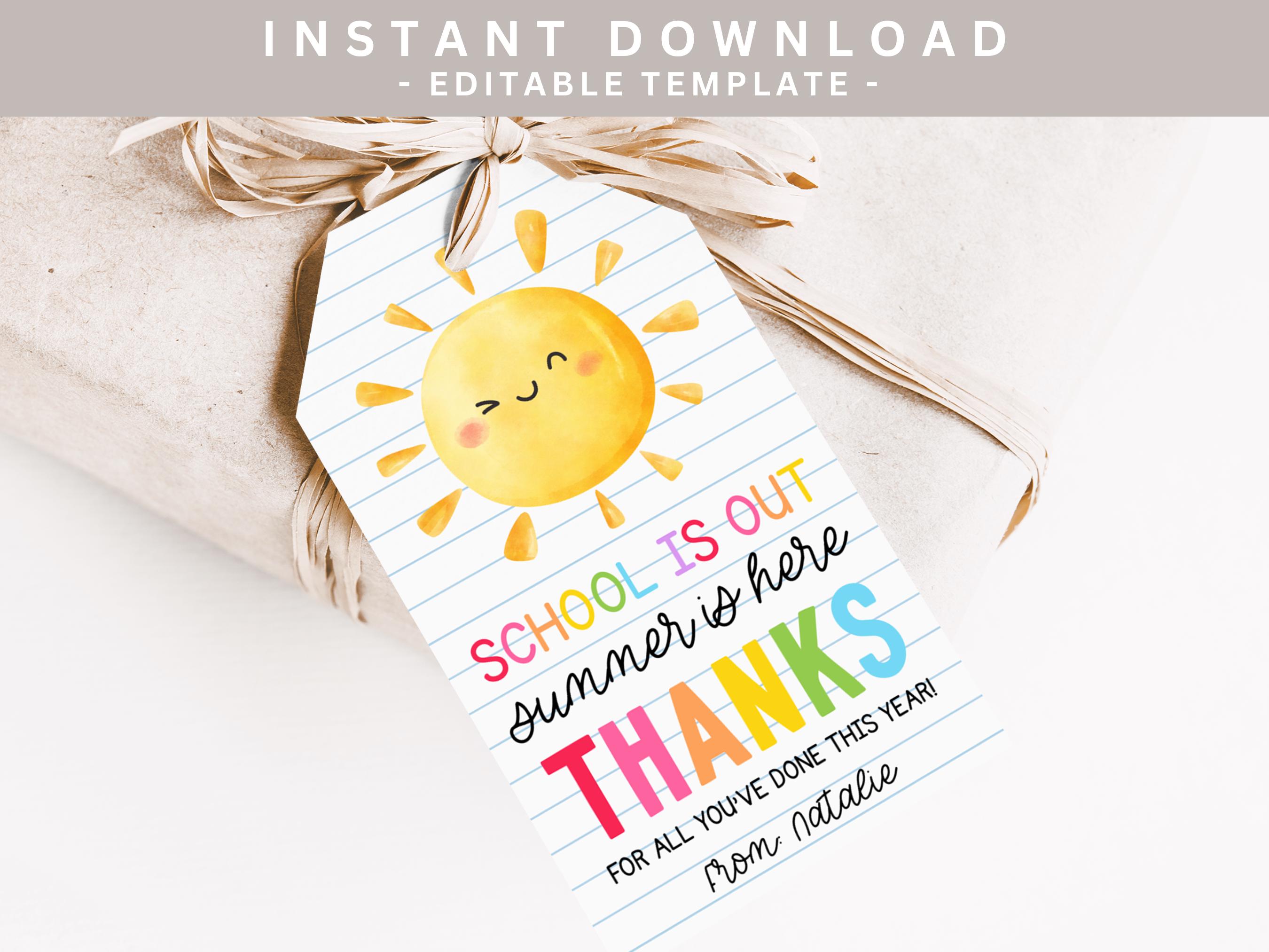 Printable Last Day of School Tag, School Gift Tag, Teacher Gift ...