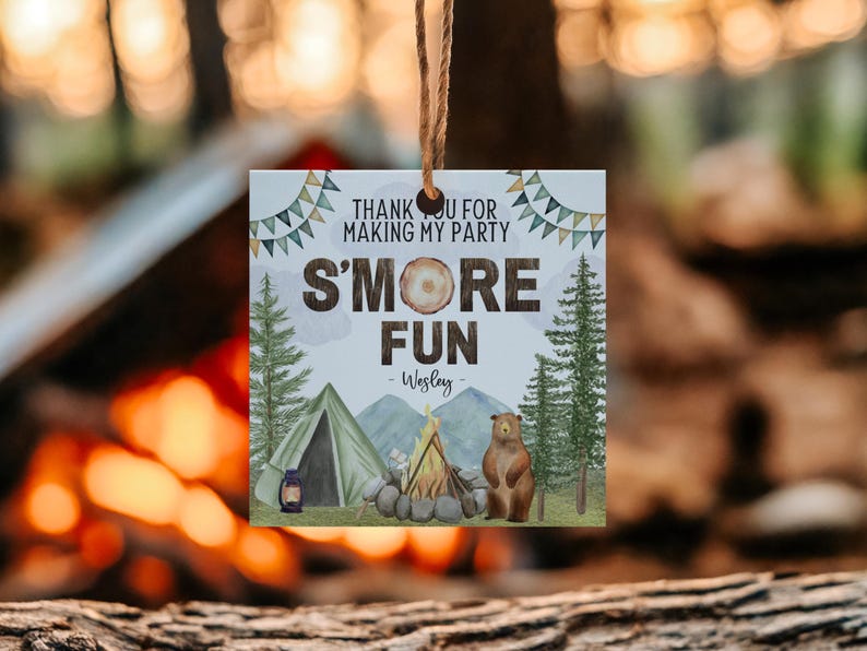 One Happy Camper Smores Tag, Party Favor Tag, Smore Fun, Thank You Tags ...