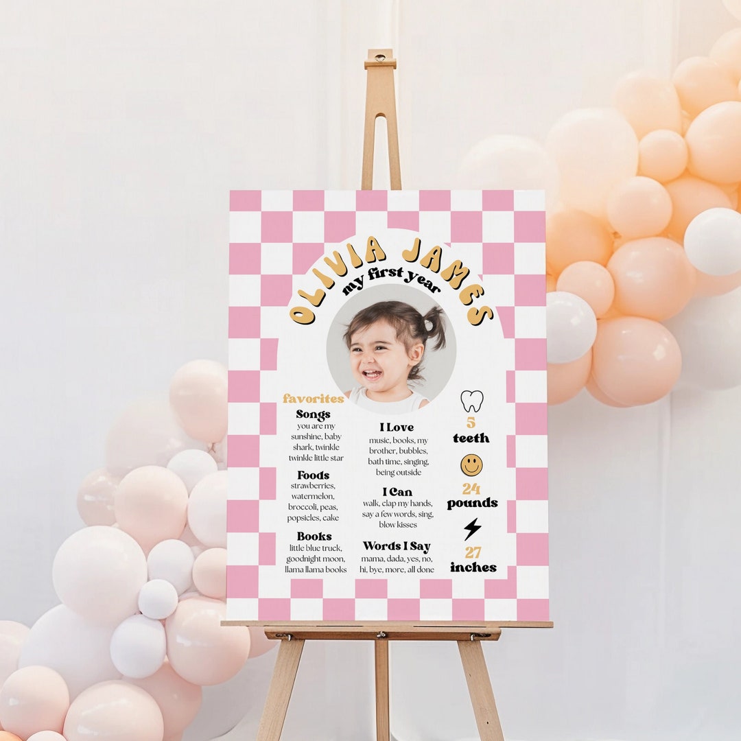 One Happy Girl Milestone Sign | Smiley Face Birthday | Printable First ...