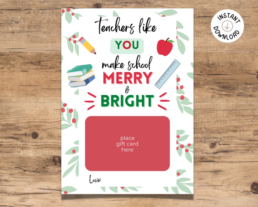 Teacher Christmas Card | Teacher Holiday Card | Teacher Gift | Teacher ...