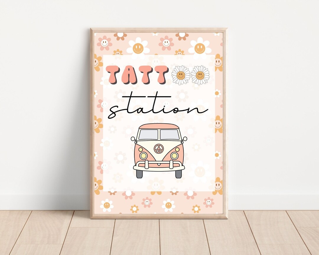 Groovy Birthday Party Sign | Tattoo Station Sign | Retro Birthday ...