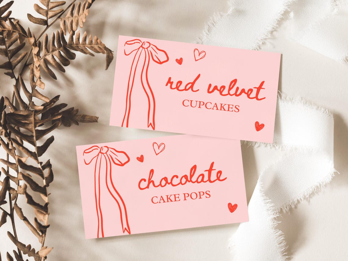 Valentines Day Food Tent, Food Labels, Place Cards, Valentine's Day ...