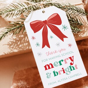 Printable Christmas Gift Tag, Gift for Teacher, Teacher Gift Tag ...