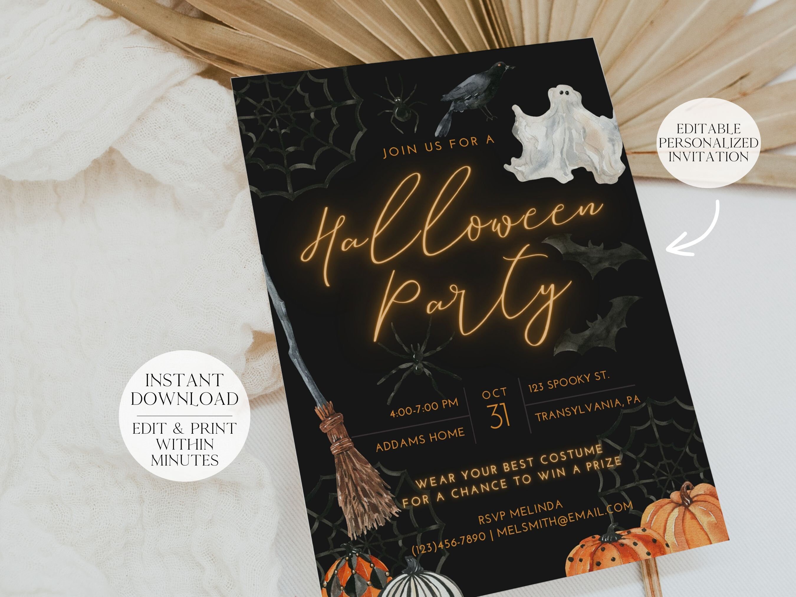 Halloween Party Invitation Costume Party Instant Download - Etsy