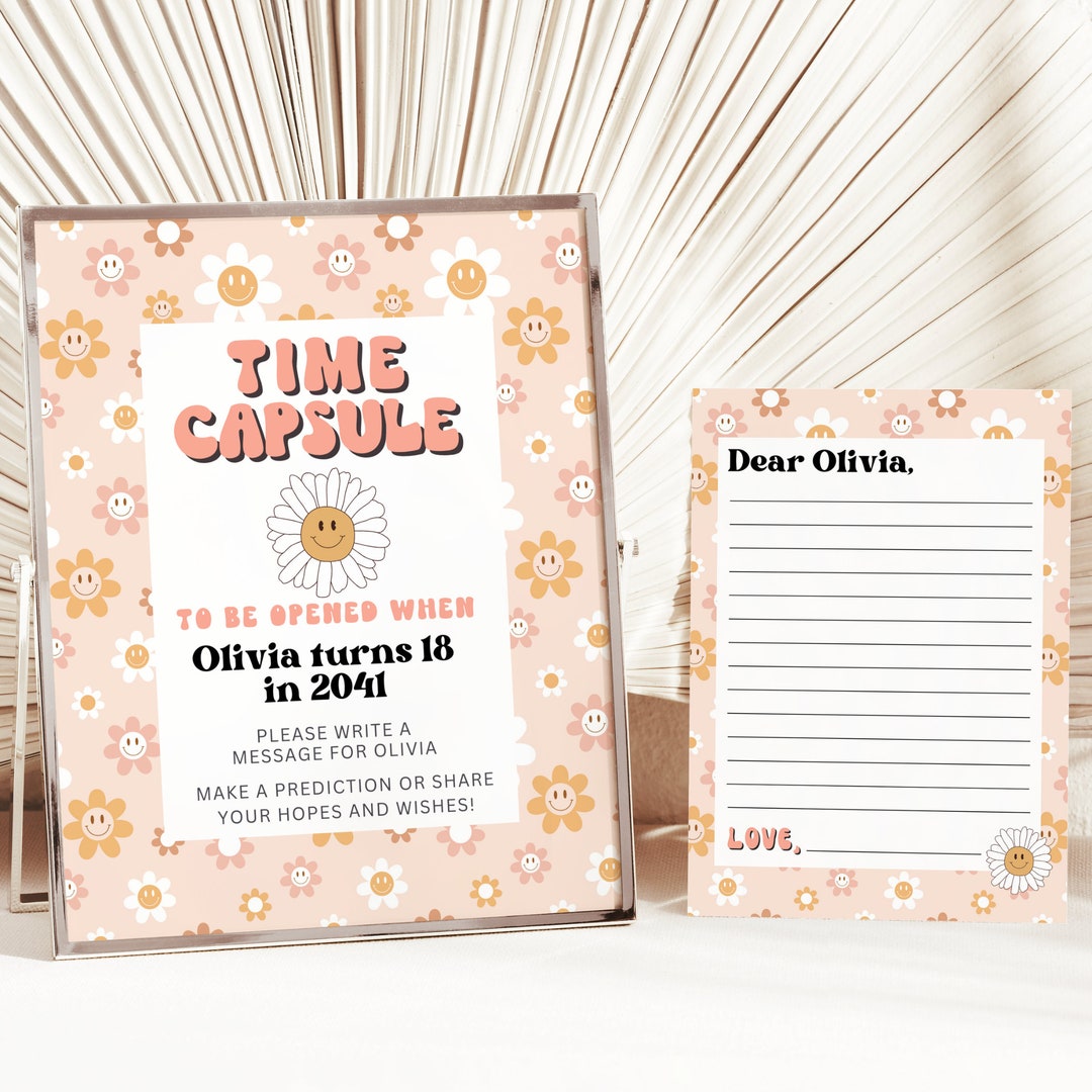 Groovy One Time Capsule | Printable Time Capsule Sign and Cards | First Birthday | Retro ...