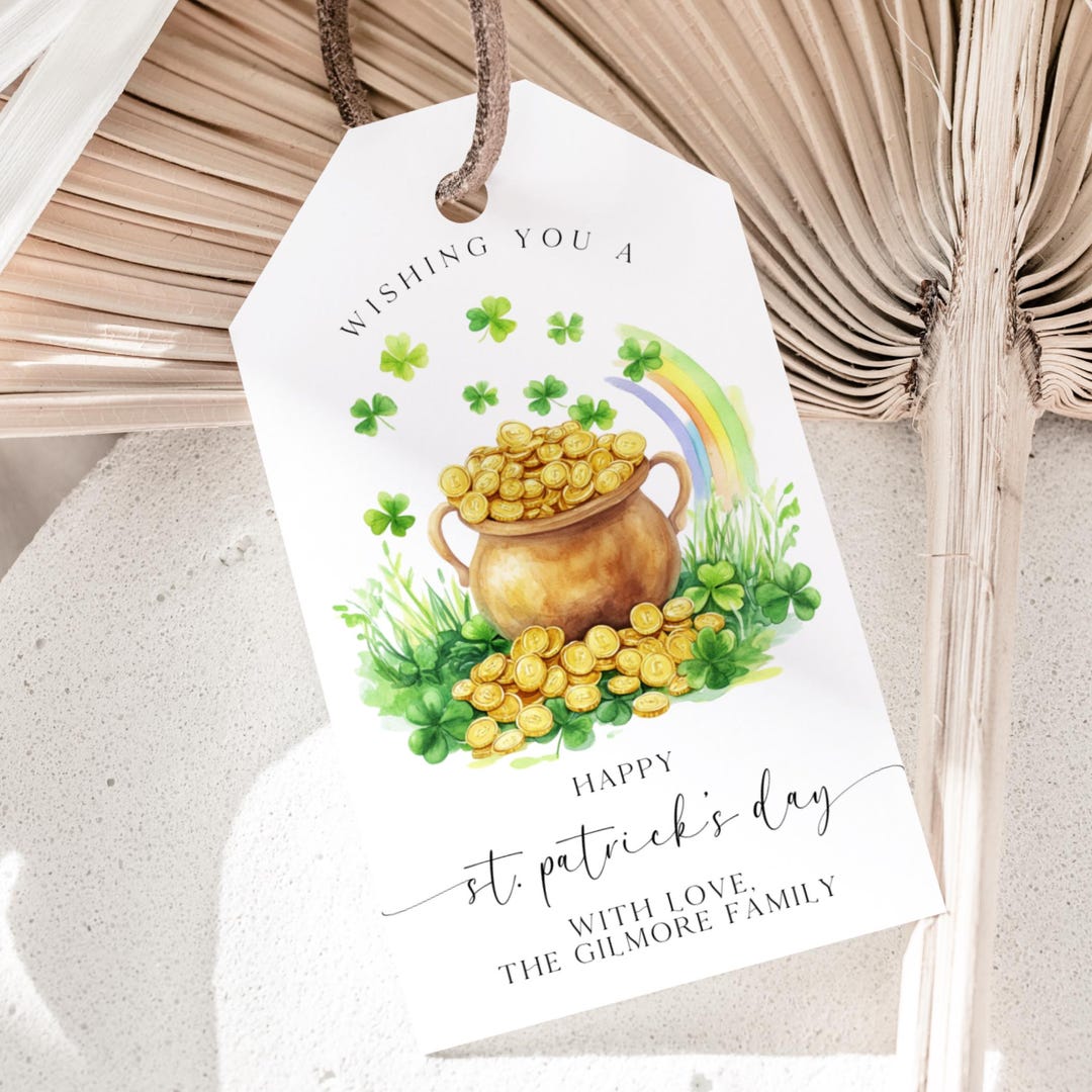 Printable St Patricks Day Gift Tag, St Patrick's Day Tag, Shamrock Gift ...