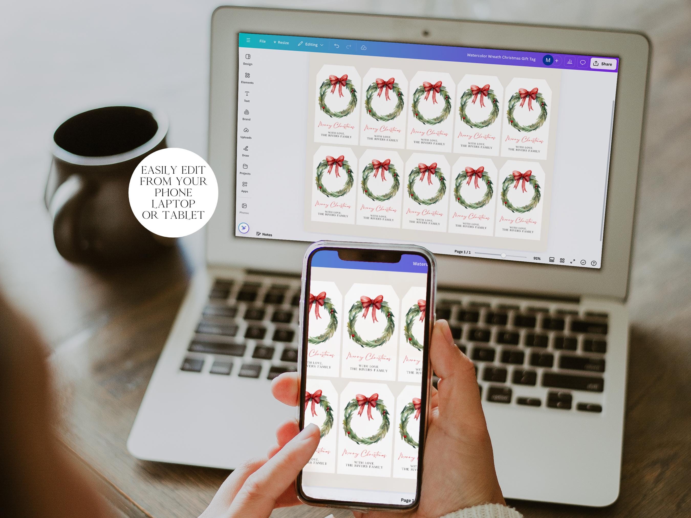 Printable Christmas Gift Tags, Editable Template, Holiday Gift Tags ...