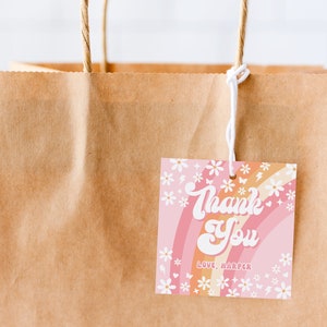 Groovy Birthday Thank You Tag, Retro Birthday, Groovy Birthday, Hippie ...