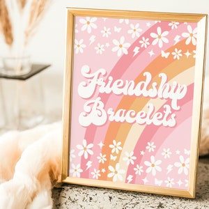 Groovy Birthday Friendship Bracelets Sign, Instant Download, Retro ...