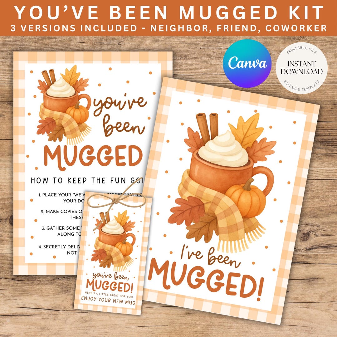 Printable You've Been Mugged Kit, Instant Download Templates, Card ...