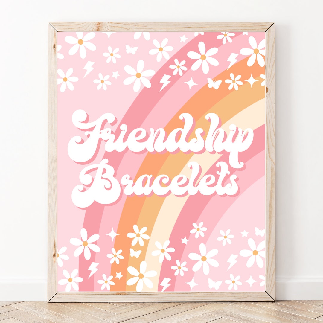 Groovy Birthday Friendship Bracelets Sign, Instant Download, Retro ...
