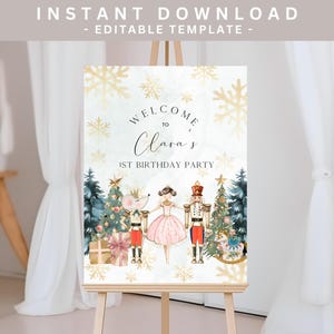 Nutcracker Birthday Welcome Sign, Sugar Plum Fairy, Nutcracker Party, Christmas Birthday, Winter ...
