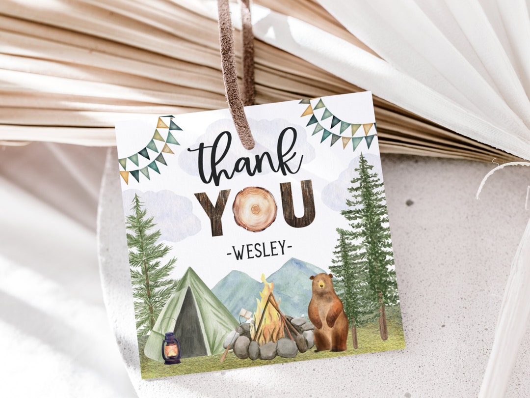 One Happy Camper Favor Tag, Camping Birthday, Thank You Tag, First ...
