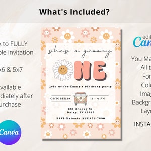 Groovy One Birthday Party Invitation Groovy Birthday Party - Etsy