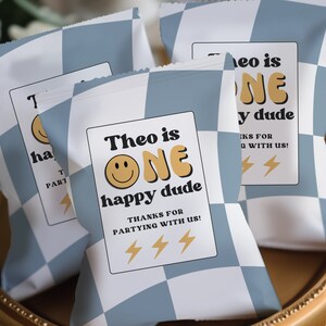 One Happy Dude Birthday Printable Chip Bag Editable Template, Boy 1st ...