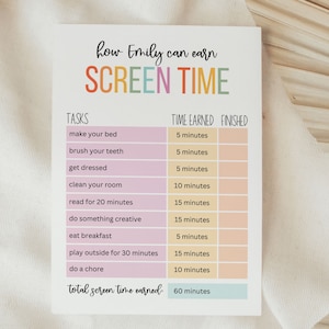 Screen Time Tracker for Kids | Instant Download - Etsy