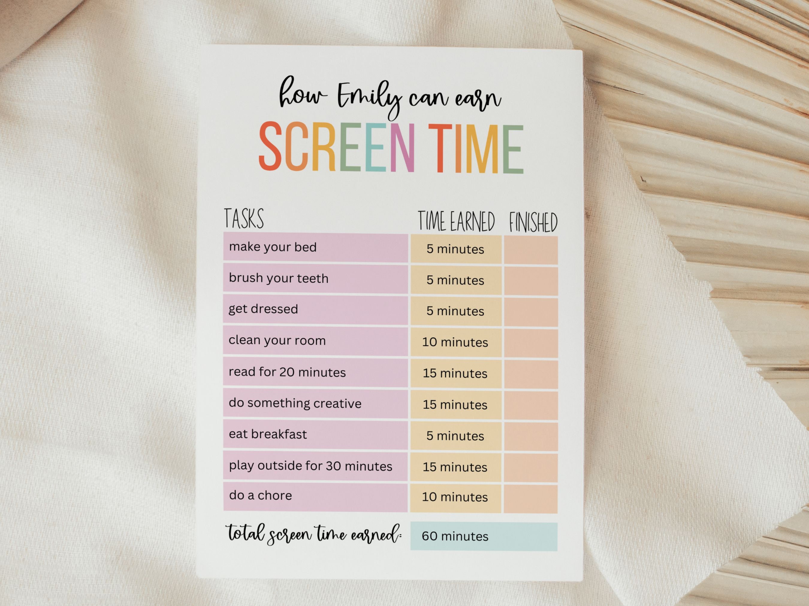 Screen Time Tracker for Kids Instant Download - Etsy