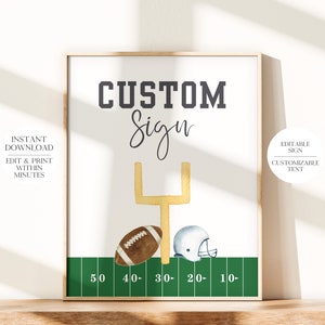 Football Birthday Party Custom Sign, Instant Download, First Down ...