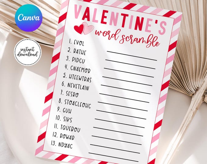 Printable Valentine's Day Game, Valentines Game, Galentine's Party Game ...