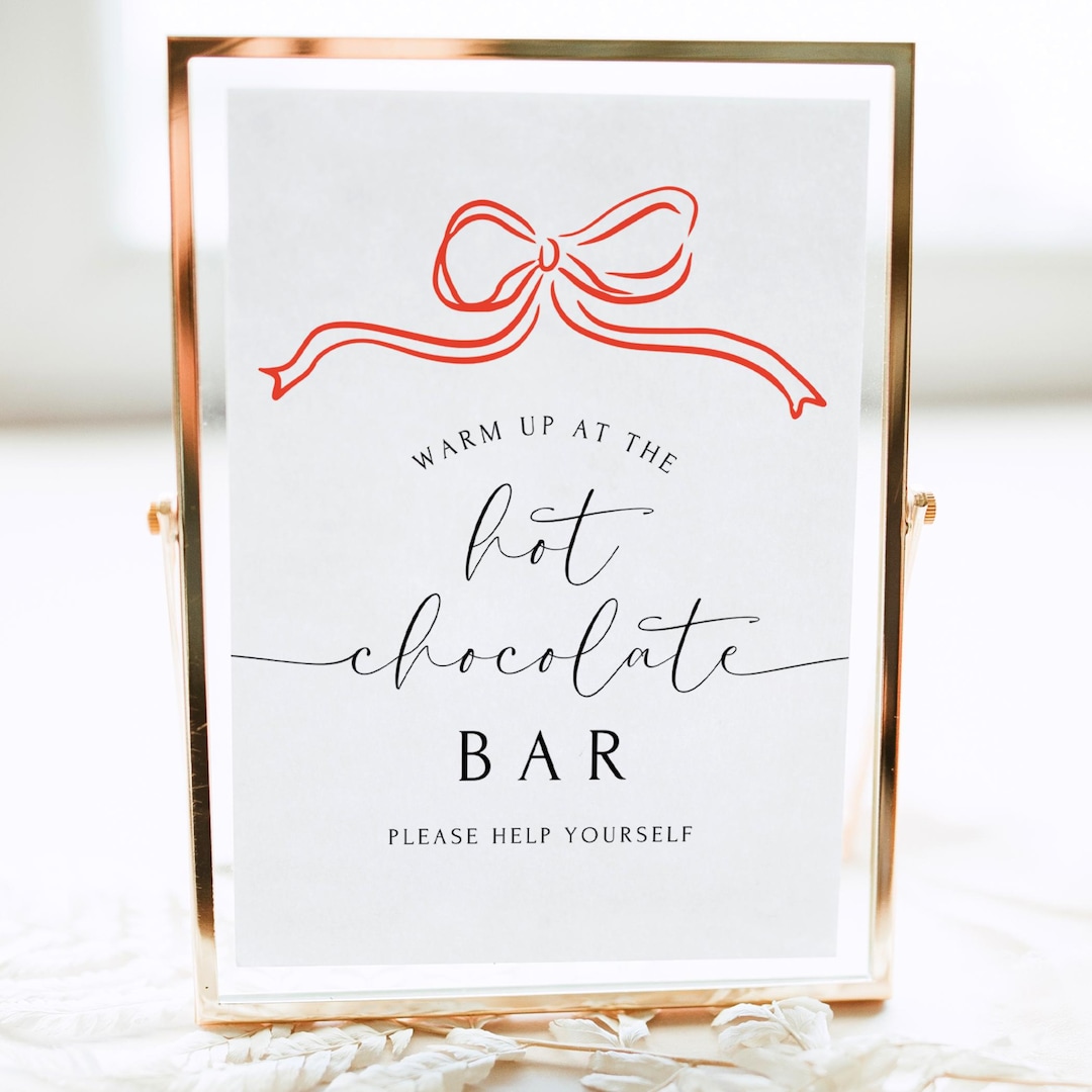 Printable Red Bow Hot Chocolate Bar Sign, Hot Cocoa Bar, Hot Chocolate ...