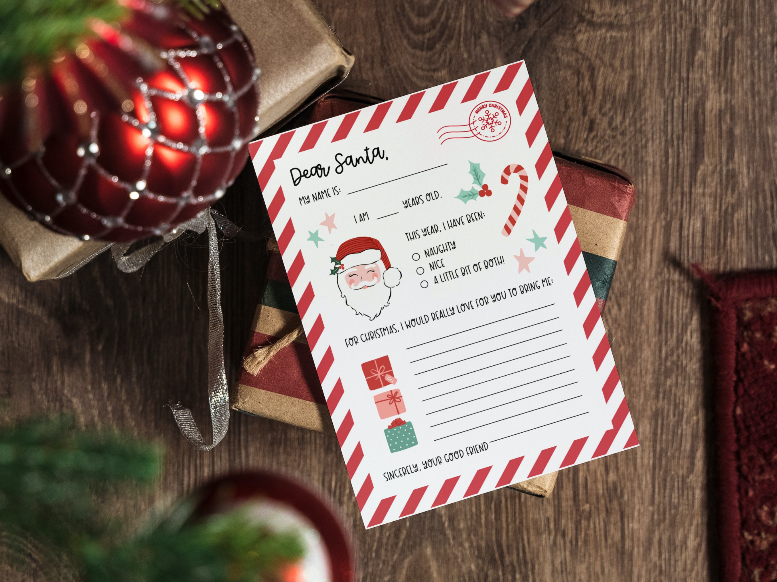 Printable Christmas Letter | Instant Download | Christmas List | Letter ...