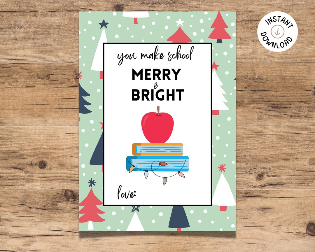 Teacher Christmas Card Teacher Christmas Teacher Gift Teacher Thank You ...