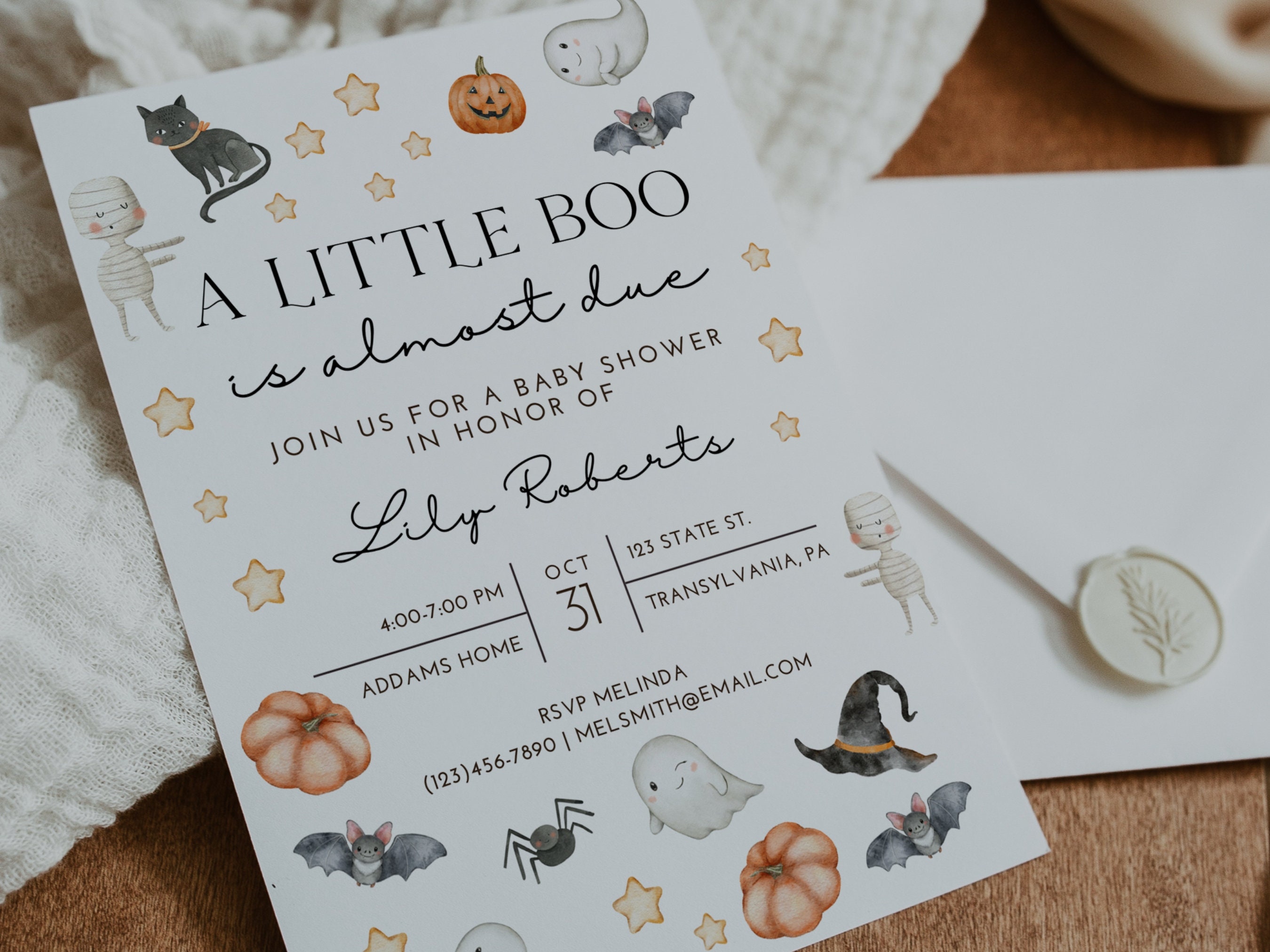 Spooky Baby Shower Invitation A Little Boo Invite - Etsy