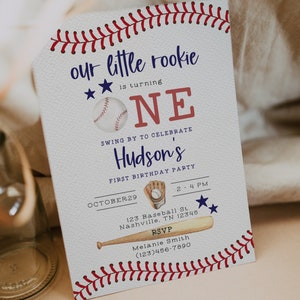 Baseball First Birthday Invitation | 1st Birthday | Rookie | Baseball ...
