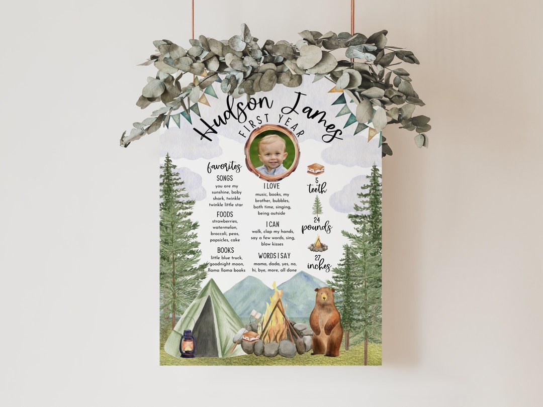 One Happy Camper Birthday Party First Year Milestone Poster Instant ...
